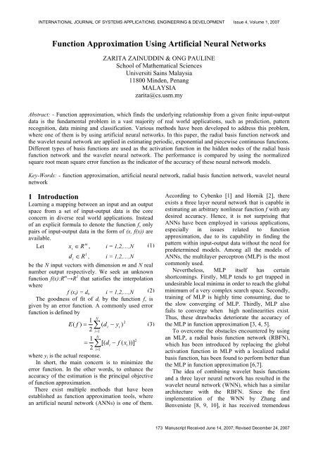 function approximation using artificial neural networks