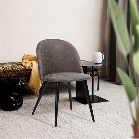 Lot de 2 chaises de salle à manger scandinaves en simili gris ZOMBA