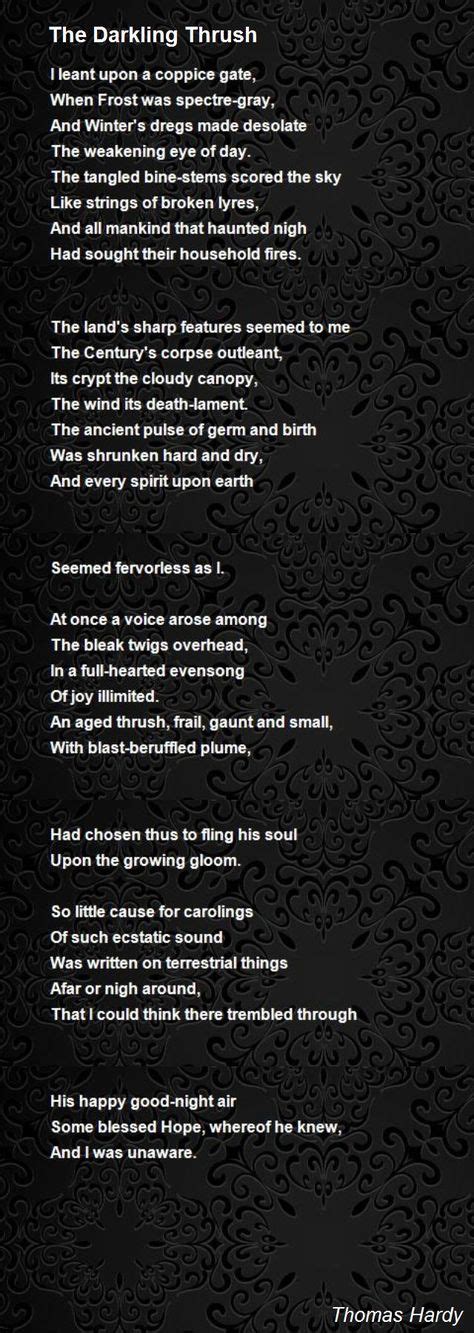 The Darkling Thrush Poem By Thomas Hardy Poem Hunter The Darkling
