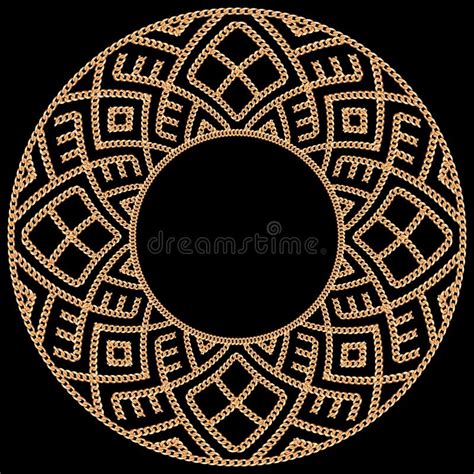 Marco Redondo Hecho Con Las Cadenas De Oro En Negro Ilustraci N Del