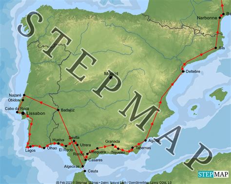 StepMap Portugal Spanien 2023 Landkarte für Südwesteuropa