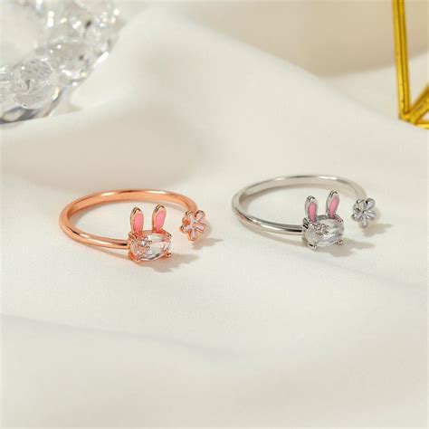 Anillos De Dedo Simples De Conejo Dise O Abierto Lindo Anillo De