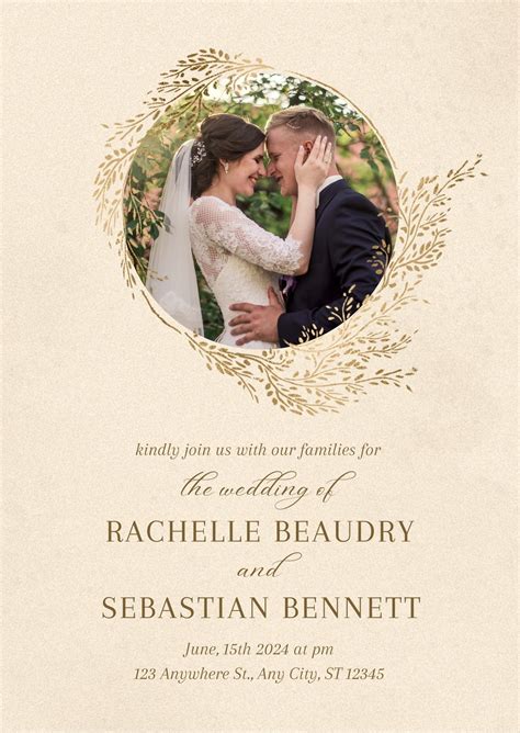 Invitations Announcements Paper Cream Beige And Gold Digital Wedding
