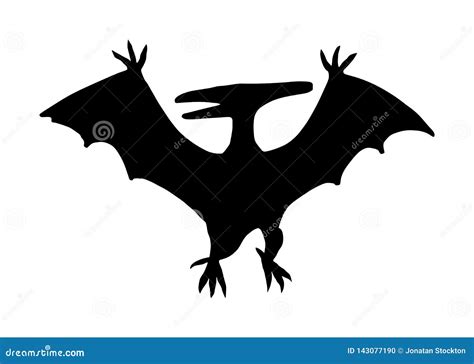 Pteranodon Vector Silhouette Illustration Isolated On White Background