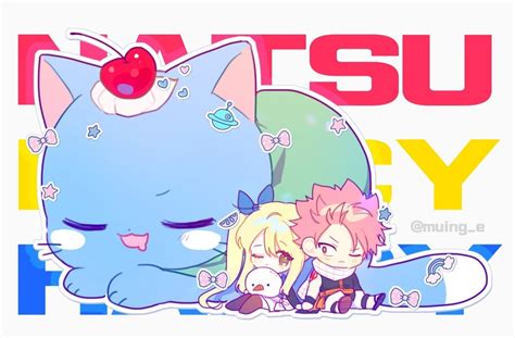 Lucy Heartfilia Natsu Dragneel Happy And Plue Fairy Tail Drawn By