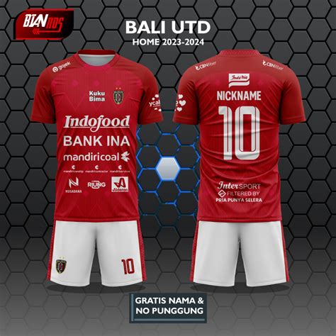 Jual JERSEY BOLA BALI UNITED HOME 2023 2024 FULL PRINTING GRATIS