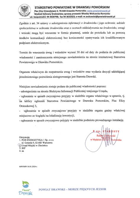 Zawiadomienie o wszczęciu postępowania w sprawie wydania pozwolenia