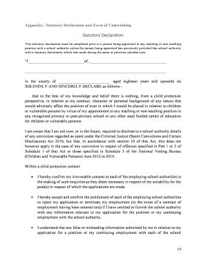 Fillable Online Appendix Statutory Declaration And Form Of Undertaking