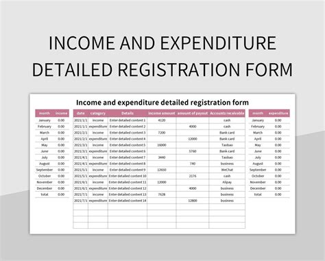 Income And Expenditure Detailed Registration Form Excel Template And