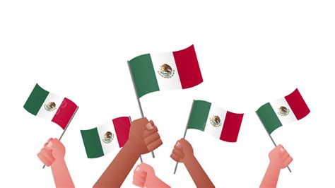 Manos Sosteniendo La Bandera De México Y Celebrando La Ilustración