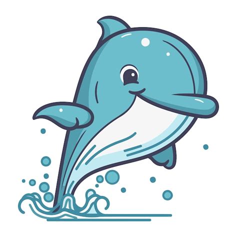 Lindo Delf N De Dibujos Animados Saltando Fuera Del Agua Ilustraci N