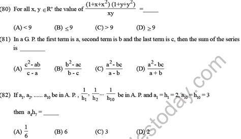 jee mathematics sequence and series mcqs set b multiple choice questions