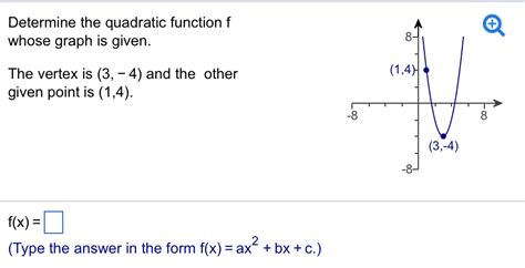 Solved Determine The Quadratic Function F Whose Graph Is Chegg