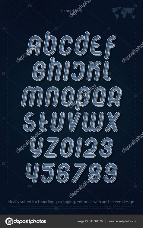 Conjunto de letras y números estilizados del alfabeto aislados sobre