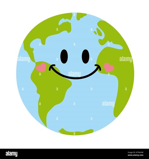 Lindo Planeta Tierra Sonriente Aislado Sobre Fondo Blanco Fotograf A