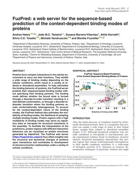 pdf fuzpred a web server for the sequence based prediction of the context dependent binding