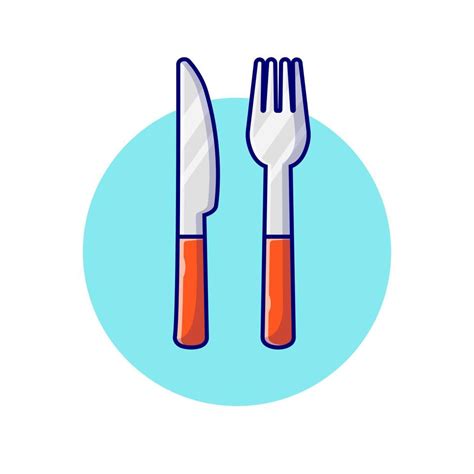 Fork And Knife Cartoon Vector Icon Illustration Food Object Icon
