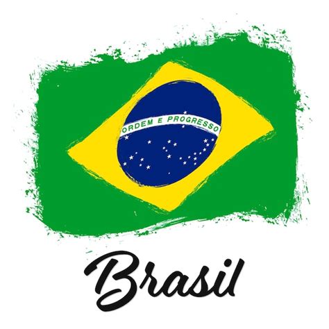 Bandera De Brasil Con Pincel Grunge Vector Premium