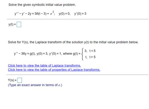 solved solve the given symbolic initial value problem y