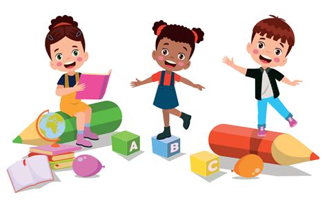 Cartoon Caharecter Happy Kid Studynig And Learning 15632676 Vector Art