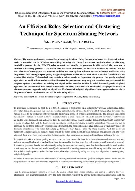 pdf an efficient relay selection and clustering technique for spectrum sharing network