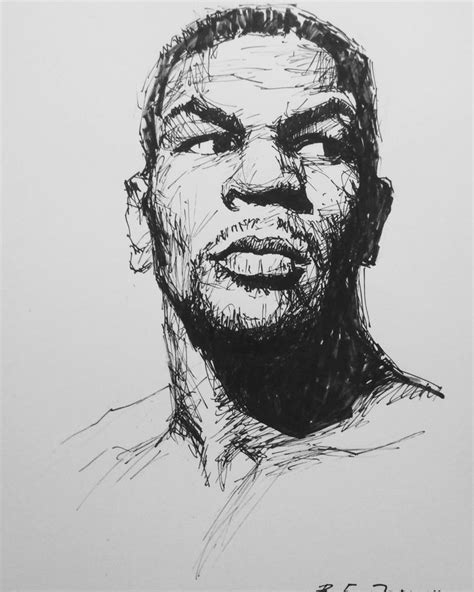 A Black And White Drawing Of A Man S Face