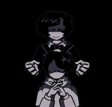 An Anime Character Holding Another Character In The Dark