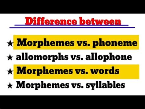 What Is Morphemes Phoneme Allophone Allomorphs Syllables Words