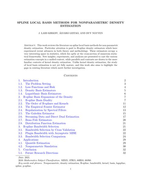 pdf spline local basis methods for nonparametric density estimation