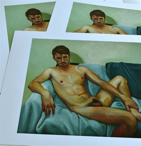 Giclée of Oil Painting Naked Blue Nude Male Patrícia Trindade Etsy