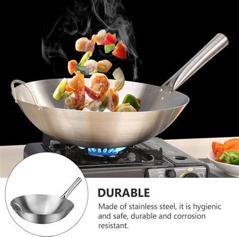 Cabilock wok de acero inoxidable fritura wok sartén de cocina china