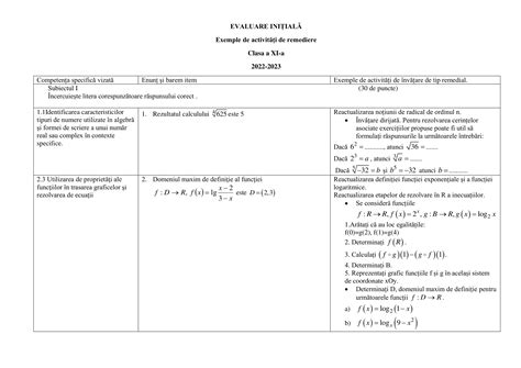 AcademiaABC Evaluare inițială Matematică Clasa a XI a