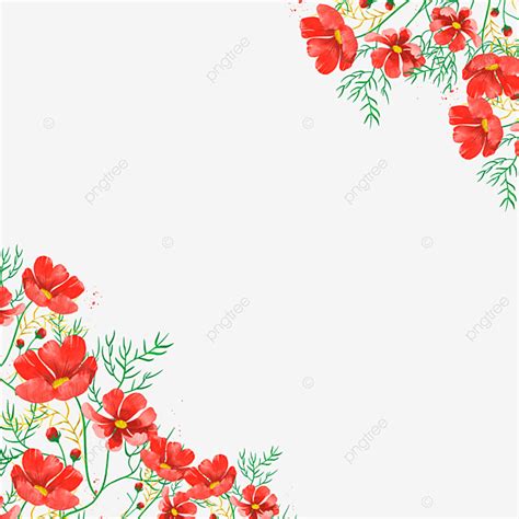 Borda Floral Vermelha Do Casamento Da Aquarela PNG Vermelho