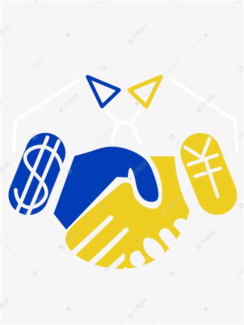 握手合作LOGO蓝色素材图片免费下载 千库网