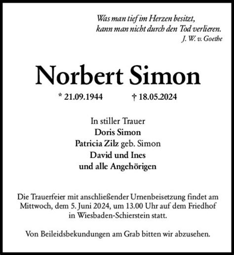 Traueranzeigen Von Norbert Simon Vrm Trauer De