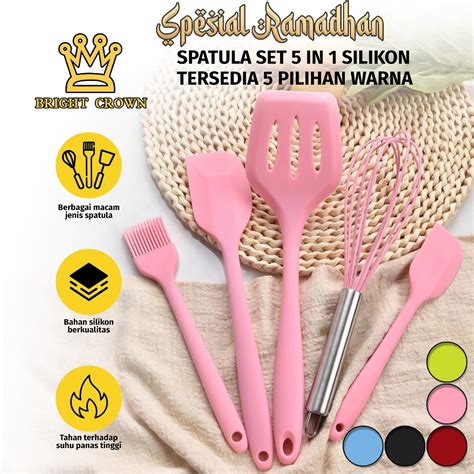 Jual Bright Crown Kitchen Set 5in1 Spatula Masker Alat Dapur Spatula