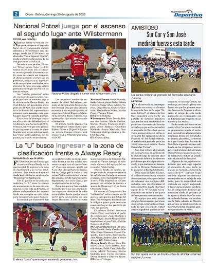 Nacional Potosí juega por el ascenso al segundo lugar ante Wilstermann