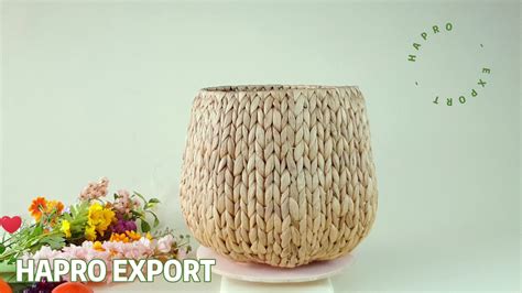 Seagrass Storage Basket Hand Woven Water Hyacinth Planter Pot Made In