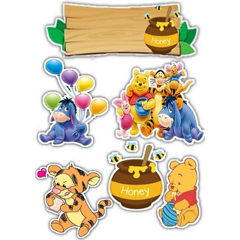 Topo De Bolo Topper URSINHO POOH Cortado Colado Envio Imediato