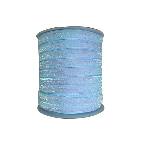 Fita Veludo Glitter Lurex Esponjada Yama 10mm 2 Metros Cor Azul