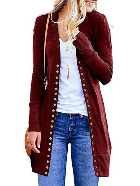 Womens Autumn Winter Long Sleeve Knitwear Knitted Cardigan Sweater