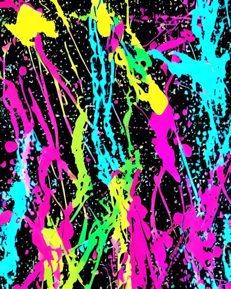 Color Neon Splatter Paint Designs On Black Background Creative Fabrica