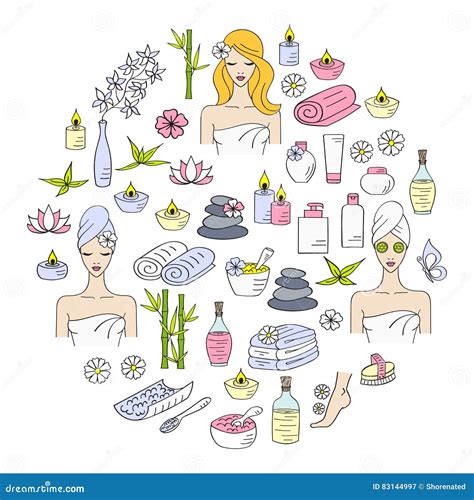 Spa Hand Drawn Doodle Icons Stock Vector Illustration Of Drawn