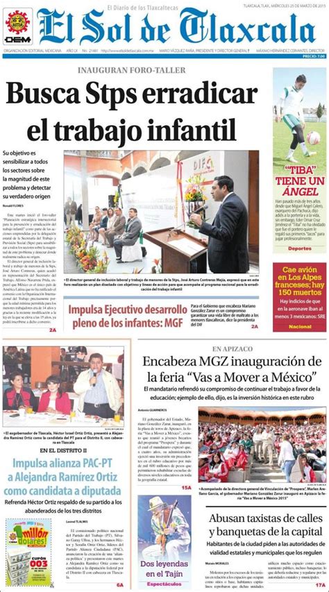 Periódico El Sol de Tlaxcala México Periódicos de México Edición de