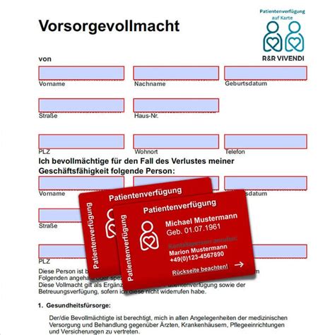 Vordrucke Formulare Patientenverf Gung Vorsorgevollmacht