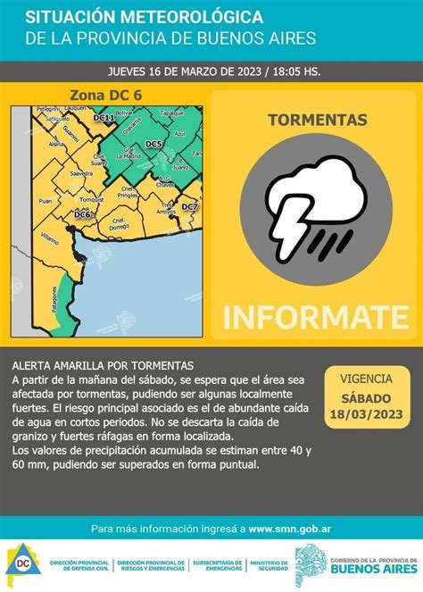 Alerta amarillo por tormentas para el sábado Lu24