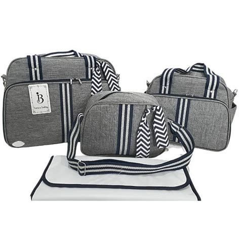 Kit Bolsa Maternidade Cinza Azul Marinho IB Luxo MadeiraMadeira