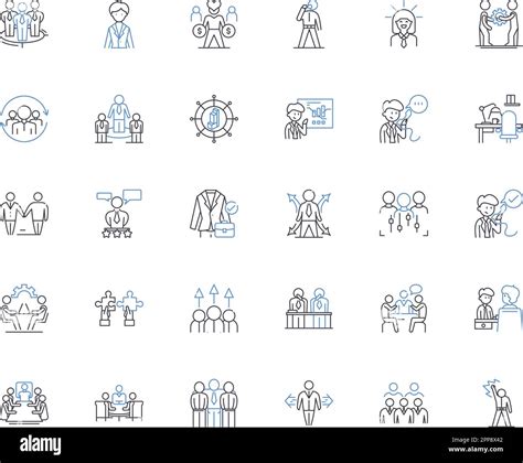 Employees Line Icons Collection Teamwork Dedication Loyalty