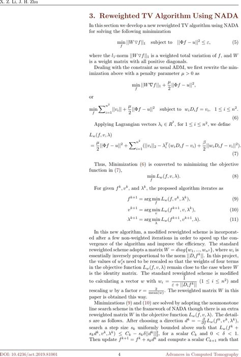 a reweighted total variation algorithm with the alternating direction method for computed tomography