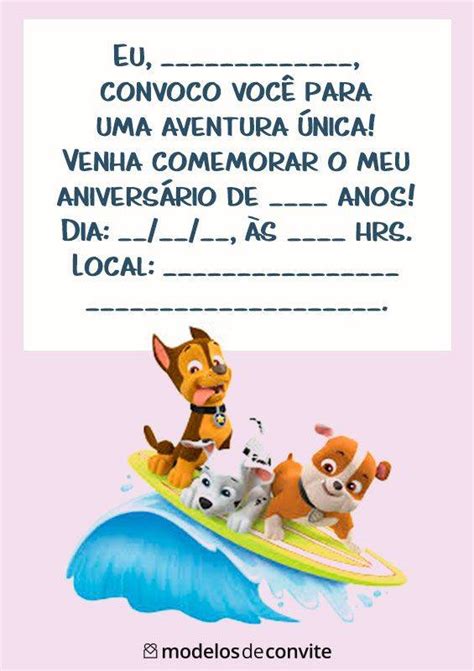 40 Convites Da Patrulha Canina Para Editar E Imprimir